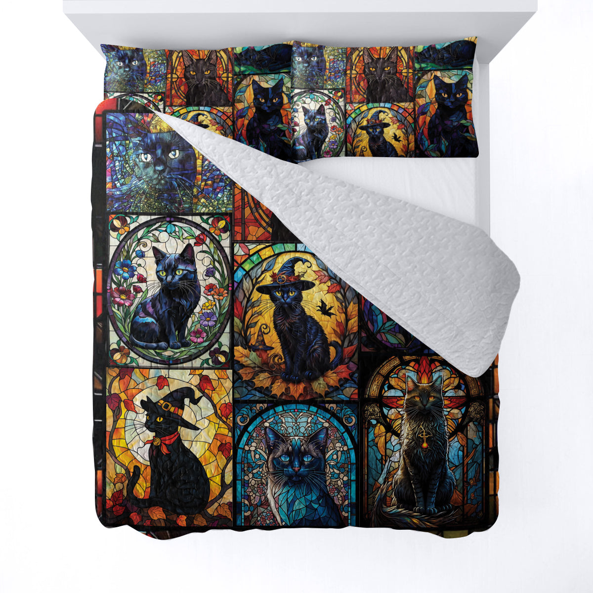 Spheregoods All Season Quilt 3-Piece Set Mysterious Black Cat